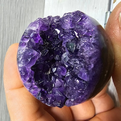 Natural Amethyst Geode Sphere/druzy Amethyst Crystal Sphere/amethyst ...