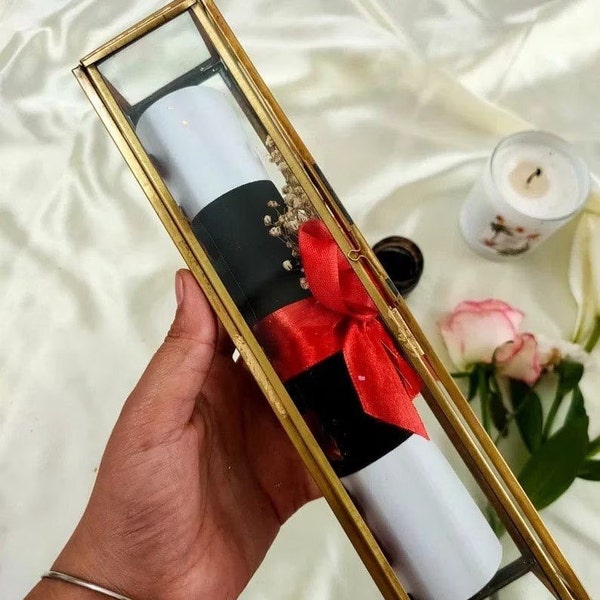 Vintage Glass Box for Invitations Letter Handmade Glass Scroll Box for ...