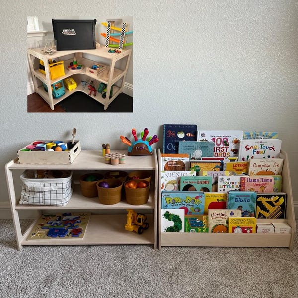 Montessori Bookshelf Small Toy Shelf Corner Toy Shelf, Wooden Shelf ...