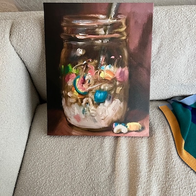 PBJ & Jar of Milk NOAH VERRIER Original Still Life Oil Painting, Signed ...