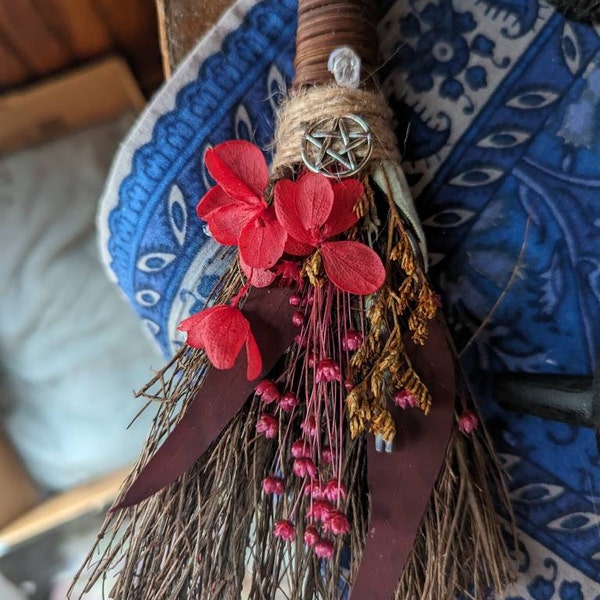 Mini Witch Besom: Cinnamon Scented Altar Broom With Crystal & Pentagram ...
