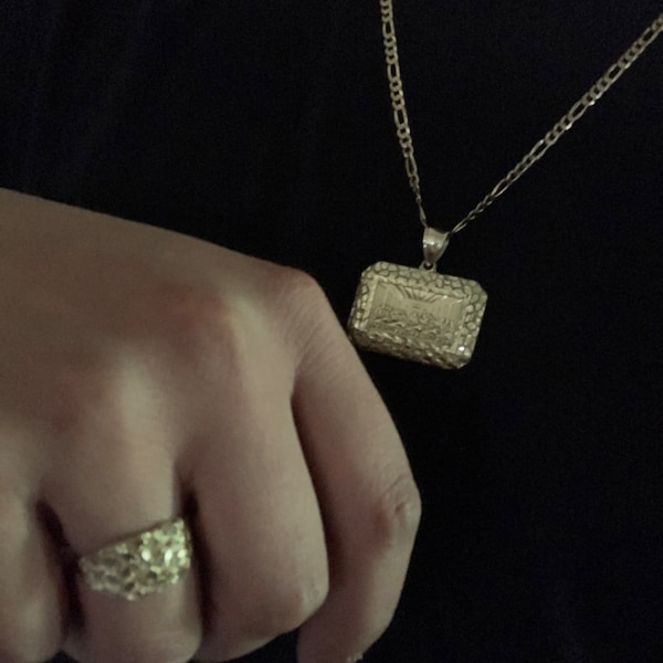 Rectangle Last Supper Textured Nugget Charm Pendant Real Solid 10K ...