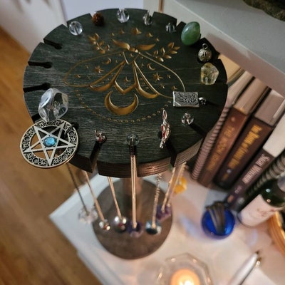 Pendulum Display Stand With Sun and Moon Engrave, Pendulum Holder ...
