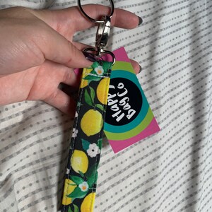 Lemon Keychain Wristlet Lemon Floral Key Fob Lemon Floral - Etsy