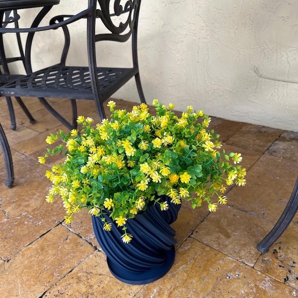 Planter Pot With Drainage, Lemon Yellow Wave Design for Small and Large ...