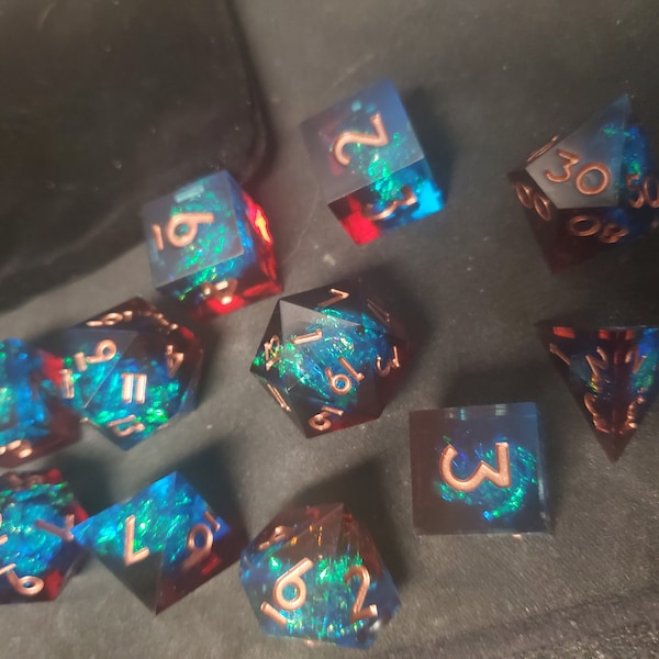 Blue Lightning DND D20 Dice, Resin Sharp Edge Dice Set, D&D Dice Set ...