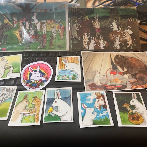 The Reunion - Fine Art Rabbit Print, Cute Watercolor Painting of a ...