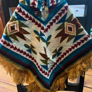 Southwest Style Alpaca Ruana Poncho Hooded Cape Cloak - Etsy