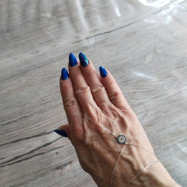 925k Silver Snake Hand Chain , Silver Chain Bracelet , Silver Bashmer ...