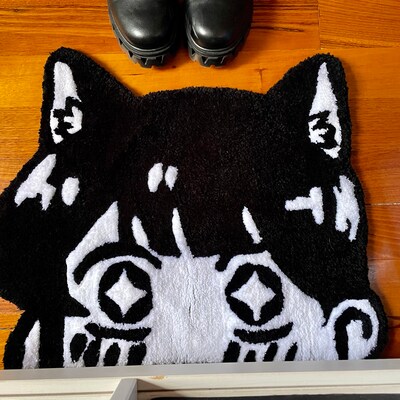 RGB Trippy Smiley Face Rug, Handmade, Tufted, Cut Pile Rug for Bedroom ...