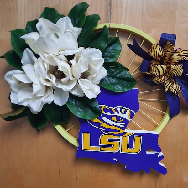 LSU Hand Painted Wooden Sign, Cut Into the Shape of Louisiana. - Etsy