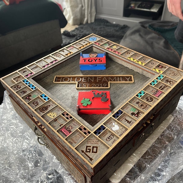 FULLY Personalised Customopoly Wooden Board Game With Turntable, Bank ...
