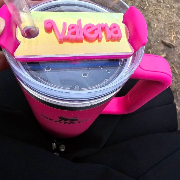 Stanley Name Plates Lid Toppers Cup Accessories Pink Blue Personalized ...