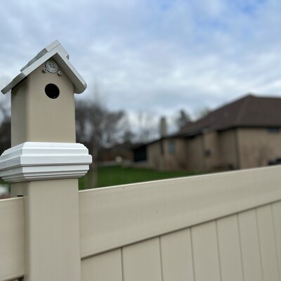 Birdhouse PVC 5inch Post Mount Nesting Box, Weatherable Thatch Style ...