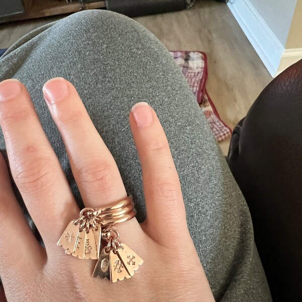 Latvian 7 Days Ring or Bride's Ring With Pagan Symbol Charms, Ring With ...