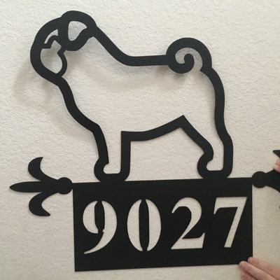 Custom Dog Address Sign Metal Pug Sign Custom Metal Address - Etsy