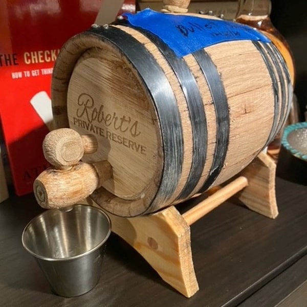 Engraved 2 Liter Oak Barrel - Stainless Steel Flask - Bourbon Bottle ...