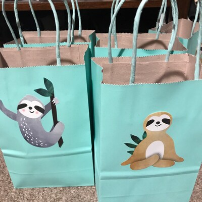 Sloth Party Favor Bag Stickers Gift Tag Gift Bag - Etsy