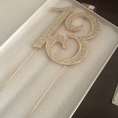 13 Birthday Cake Topper ROSE GOLD Number Thirteen Cake - Etsy