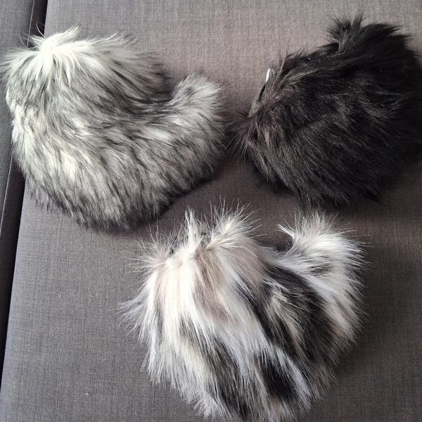 Simple Solid Pastel Tails W/white Tips Therian Tails Furry Tails Animal ...