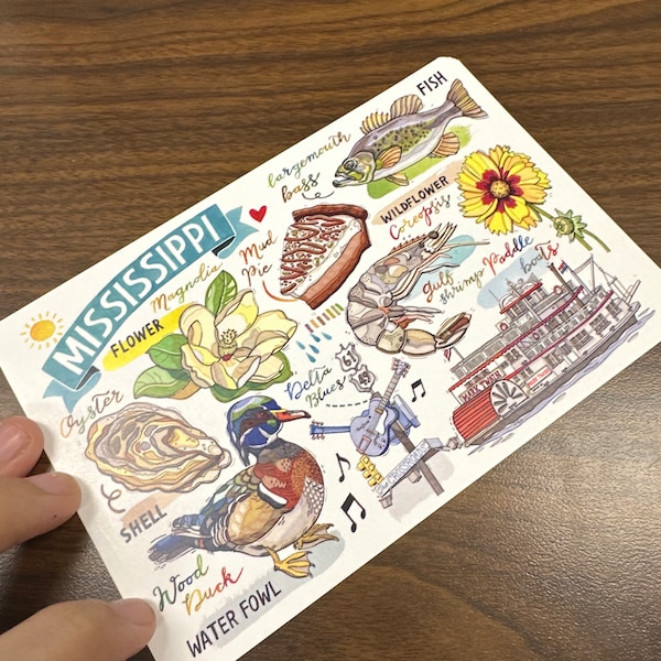 Mississippi State Postcard. - Etsy