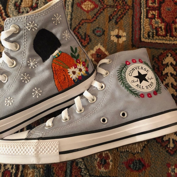 Embroidered Converse / Custom Flower Embroidery / Wedding Converse ...