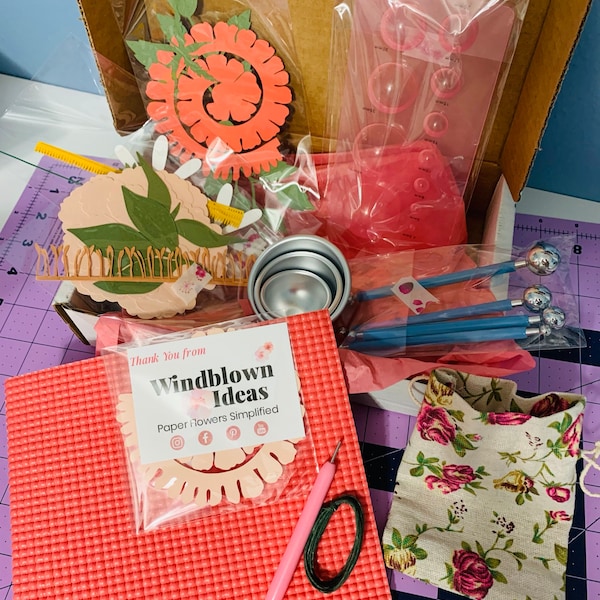 Deluxe Paper Flower Tool Kit With 3 Paper Flower Kits - Peony, Rose ...