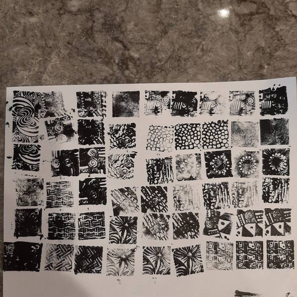 20 Assorted 1" Deep Etched Texture Rubber Art Stamps Flexible Unmounted ...