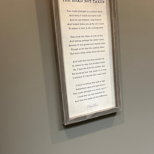 The Road Not Taken, Robert Frost Poem, Barn Wood Framed, Canvas Sign ...