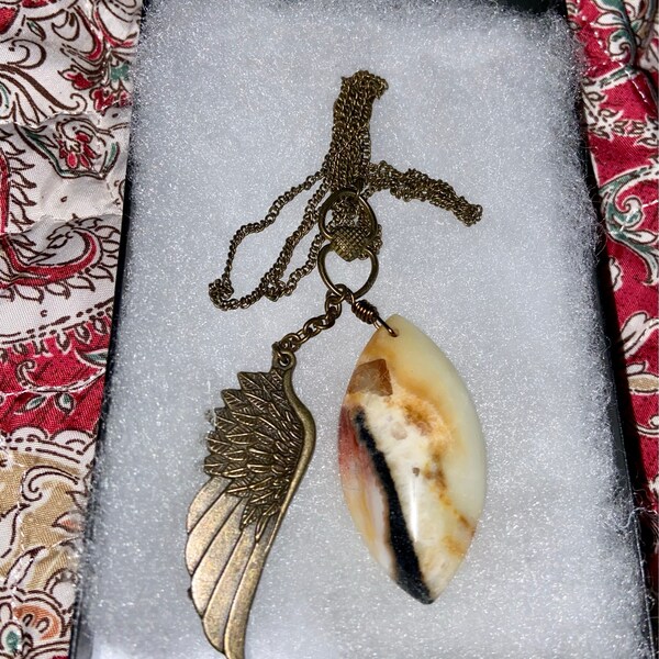 Reclaimed Long Tusk Leaf Charm Pendant Vintage Mother of Pearl Natural ...