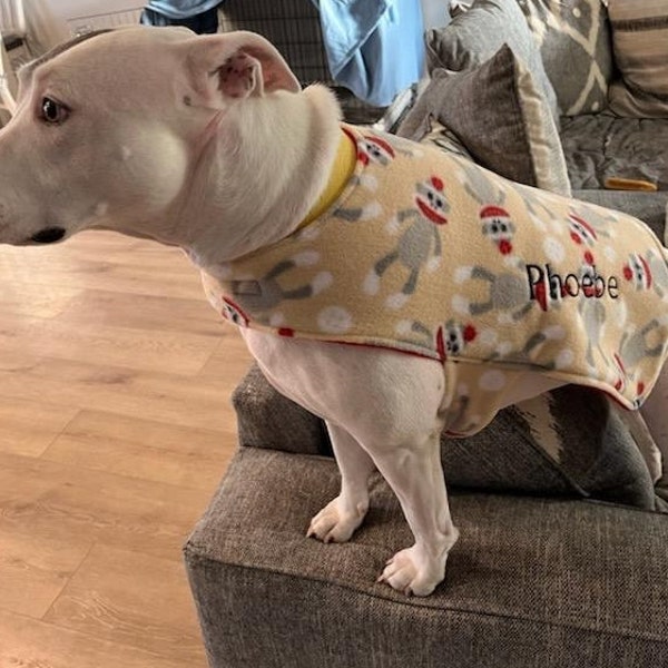Monogrammed Custom Dog Coat/ Machine Washable/ Adjustable/ Fleece - Etsy