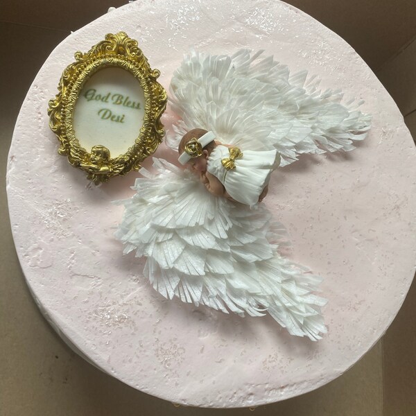 Baby on Wings Little Angel Girl Topper Cake Christening Topper Baby ...