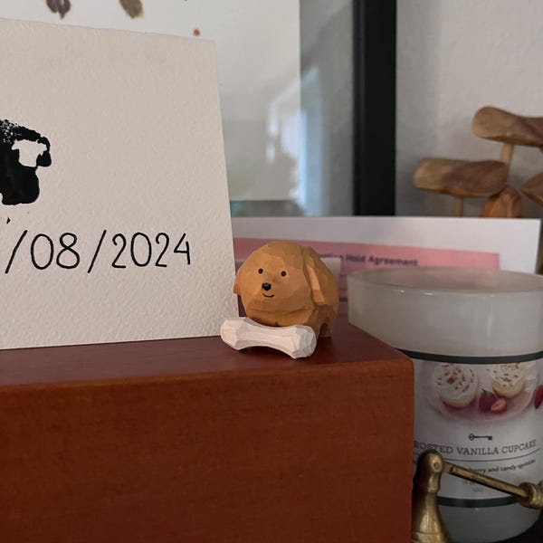 Hand-carved Mini Wooden Puppy Figurine for Desktop Decor Gifts, Cute ...