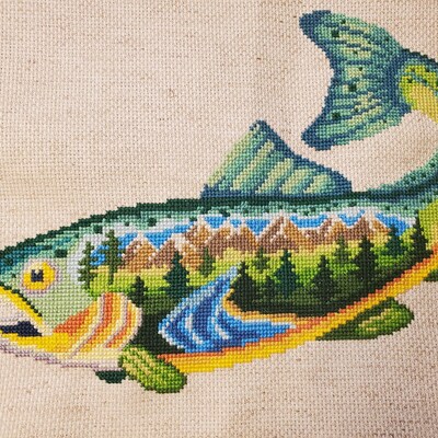 Fish Cross Stitch Pattern, Modern Cross Stitch Pattern PDF, Fishing ...