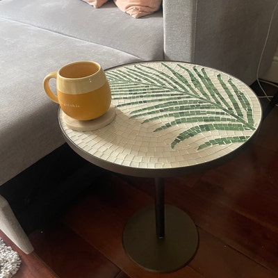 Handmade Blue Glass Mosaic Unique Round Table for Living Room Decor ...