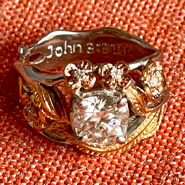 Custom 18K Gold Floral Style Engagement Ring With 0.5 Ct Natural ...