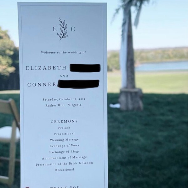 Wedding Program Template, Leaf Monogram Border, Wedding Monogram, Ceremony Program, Printable ...