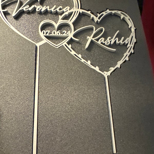 Gold Cake Topper With Hearts for Wedding, Date Cake Topper, Cake Topper ...