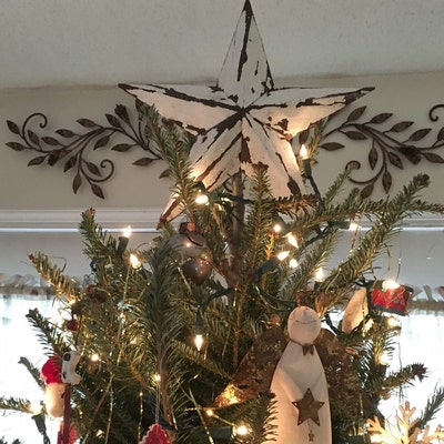White Star Christmas Tree Topper Decoration White Metal Star - Etsy