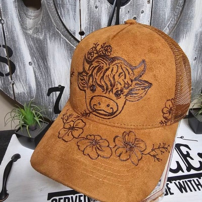 Traceable Hat Burning Design, Dandelion Pattern, Print Trace and Burn Template, Narrow Brim ...