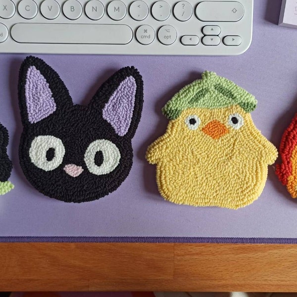 Punch Needle Coasters, Cute Mug Rug, Hand Tufted Mug Rug, Drink Coaster ...