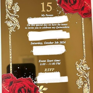 Rose Gold Hand Mirror Quinceanera Invitation, Mirror Invitation ...