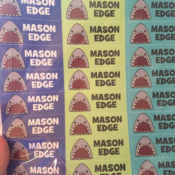 Shark Name Labels, Boys Waterproof Stickers, Daycare Labels, Back to ...