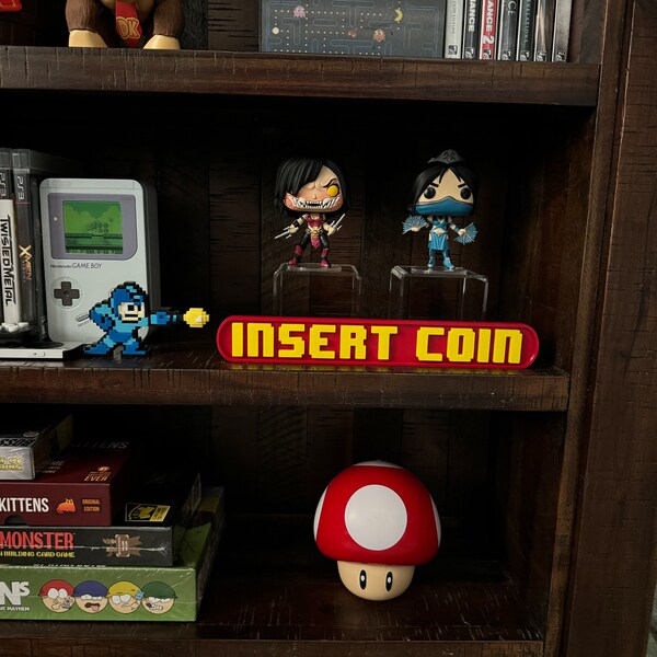 Insert Coin Retro Sign - 3D Printed Sign - 3D Printed Desk Topper ...