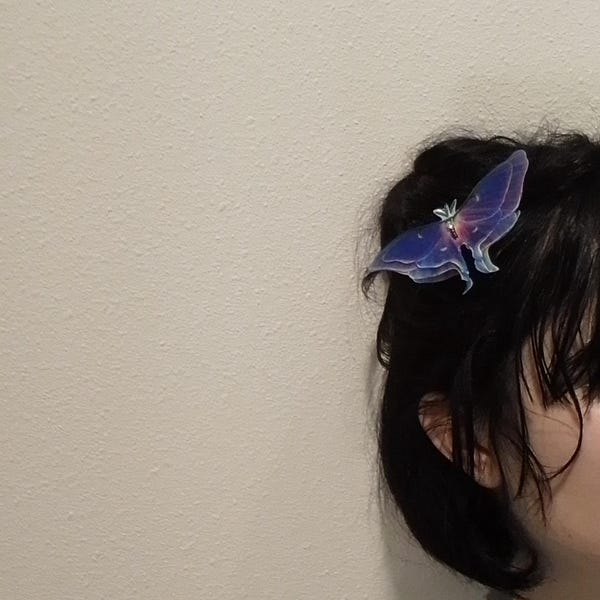 Silk Purple Luna Moth Hair Clips With 3d Wings Hair Jewelry for Women ...
