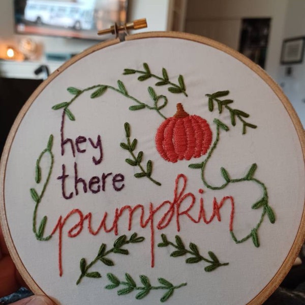PDF Pattern, Hey There Pumpkin, Fall Embroidery, Embroidery Pattern ...