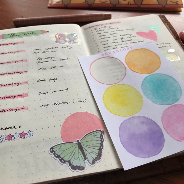 Watercolor Dot Round Circle Bujo Planner Stickers: Many Sizes ...