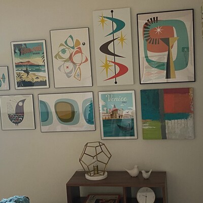Giclée Print Peacock Plume Mid Century Modern Abstract Art Jenn Ski ...