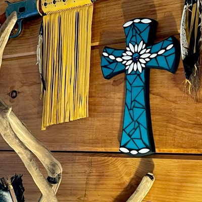 Mosaic Wall Cross, Stained Glass Cross, Mixed Media Cross, One of Kind ...