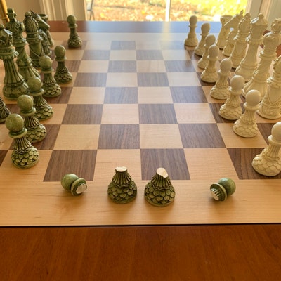 Made to Order Chess Set, Ornate Staunton Design in Stone and Jade ...
